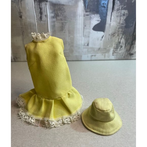 Unknown | Toys | 96s Vintage Barbie Dusty Yellow Ruffled Skirt Sundress ...